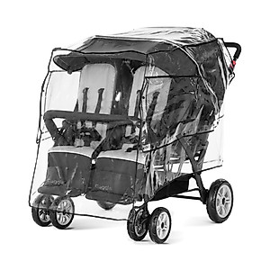 Foundations Quad 4-Seat Stroller Rain Cover, Easy to Use Snaps Surrounding a Mesh Window, Air Ventilation While Covered, 360 Degree Flaps, Weather Shield (Clear)