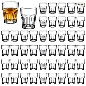 QAPPDA Shot glasses Set,1.6 OZ Mini Glass Cups Espresso Shot Glass Tequila Bar Glass,Clear Shooter Glass Bulk Set of 48,Small Glass Shot Cups with Heavy Base for Vodka,Liquor,Party,Birthday.