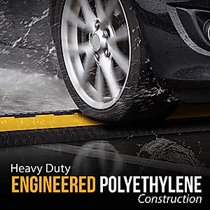 Pyle Durable Cable Ramp Protective Cover - 2,000 lbs. Heavy Duty Hose & Cable Track Protector w/ Flip-open Top Cover & 2-Ch. Groove Design, Cable Concealer for Outdoor/Indoor Use, 2 Pack - PCBLCO26X2