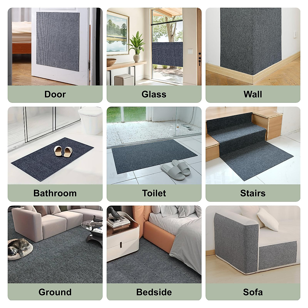 Cat Scratching Carpet Mat, Self-Adhesive Trimmable Cat Climbing Post Covered Pad Replacement for DIY Cat Tree Shelf Steps Couch Corner Wall Cat Scratcher Furniture Protector (Beige, 78.7x15.8Inch)