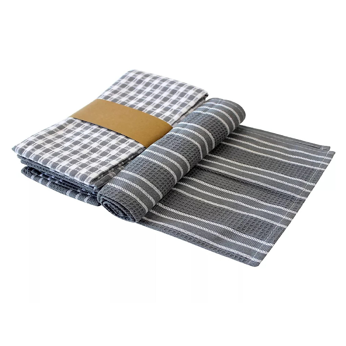 Akma's textile 100% Natural Cotton Kitchen Towels (17”x 28”, 3 Pack), Set of 3 Waffle Weave Tea Towels, Highly Absorbent Cloth Dish Napkins, Quick Drying Dish Towels, Classic Cloth Napkins, Dark Gray