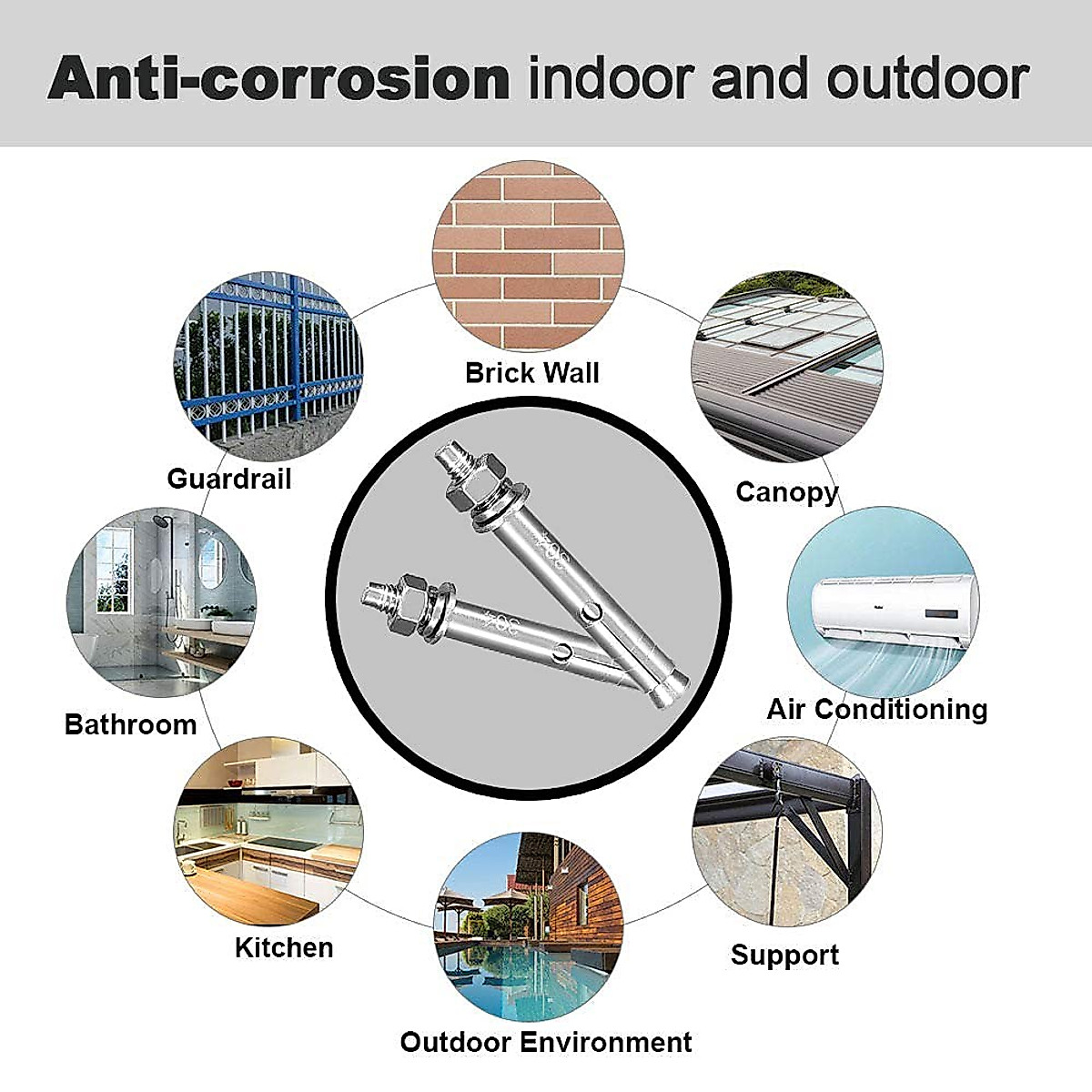 M8 x 80mm 304 Stainless Steel Expansion Bolt 10-Pack External Hex Expansion Screw Bolt(10 pcs)