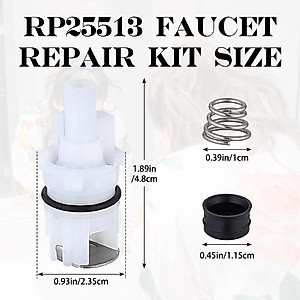 4PCS RP25513 Faucet Stem Assembly for Various Two Handle Faucet Repair Kit, Includes RP24096 Cartridge RP4993 Seat and Spring RP24097 Turn Stop1/4