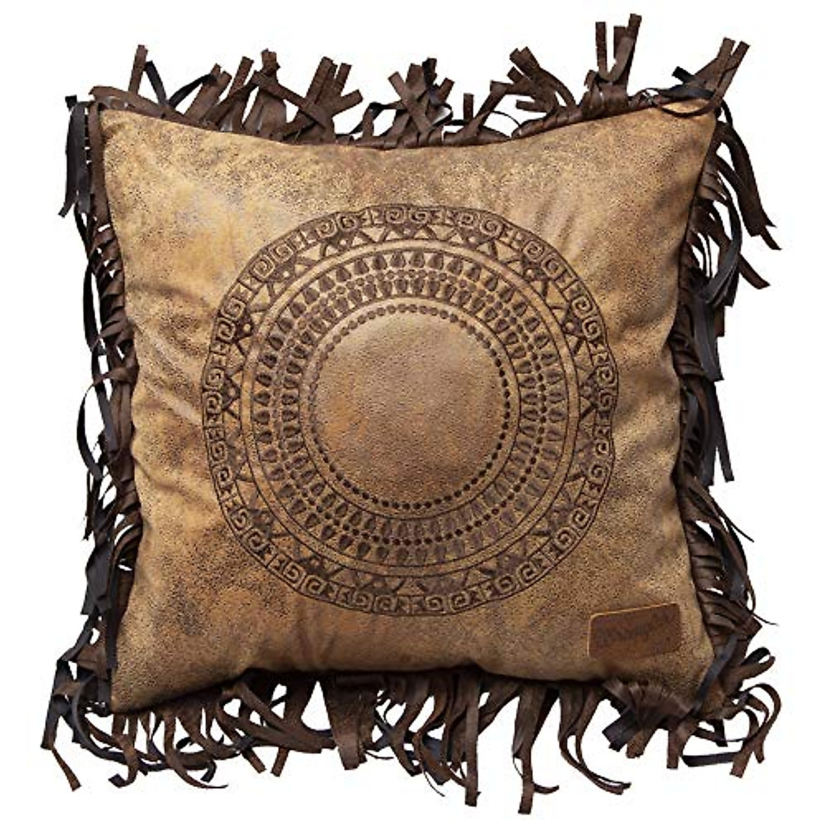 Carstens, Inc. Circle of Life Faux Leather 18x18 Throw Pillow, Brown