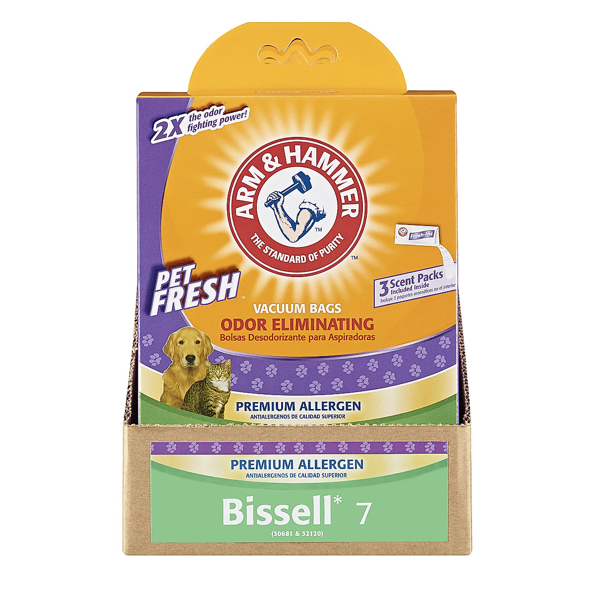 Arm & Hammer Bissell Premium Pet Fresh Vacuum Bags, replacement for Bissell Style 7, Removes Pet Odors and Allergens, 3 bags