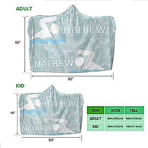 OhaPrints Custom Swimming Lover Swimmer Unique Gift Idea Personalized Name Sherpa Hoodie Blanket Soft Travel Camping Wearable Hooded Blankets Cape Wrap Plush Fuzzy Comfy Cozy