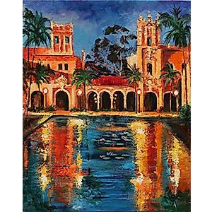 SOLD - Dusk in Balboa, San Diego Balboa Park By Internationally Renowned Painter Yary Dluhos.