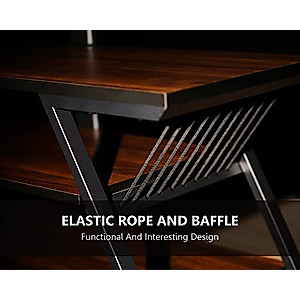 FITUEYES Wood TV Stand with Mount for 32-65 Inch TVS Entertainment Center with Mount for LCD/LED Flat Curved Screens - Height Adjustable, Cable Management, Open Storage, Walnut, VESA 600x400mm