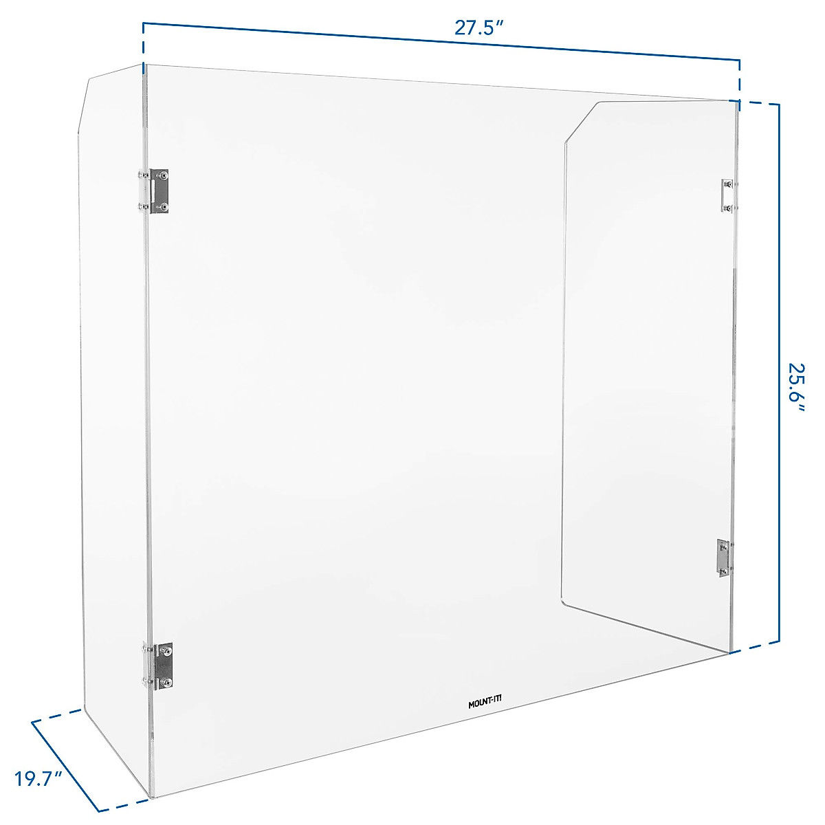 Mount-It! Acrylic Protective Sneeze Guard 27.6" x 19.7" x 25.6" | Foldable Clear Plexiglass Personal Protection Shield and Partition | Three Size Coverage