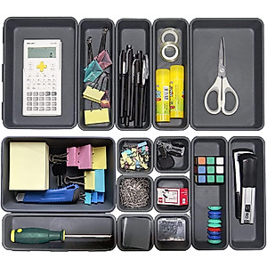 Kutesna 15 PCS Interlocking Desk Drawer Organizer Separator for Office,Bathroom,Kitchen,Makeup