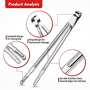 3 Pieces Grill Tongs for Cooking BBQ, 12 & 16" Extra Long Kitchen Tongs,Premium Stainless Steel Tongs,Heavy Duty Grilling Tongs for Cooking,Barbecue, Buffet