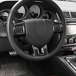 RAZPOY Steering Wheel Trim, Steering Wheel Cover Interior Decoration Accessories Compatible with 2009-2014 Dodge Challenger/Charger/War Horse/Durango//Dart/Journey Coolway 2013-2022 (Carbon Fiber)