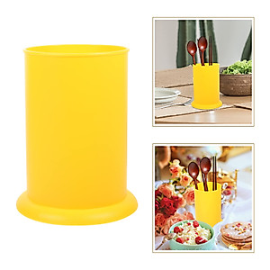 Kichvoe Cooking Utensil Holder Kitchen Utensil Holder Caddy Plastic Utensil Crock Silverware Cutlery Holder Chopsticks Spoon Forks Storage Organizer for Countertop Yellow Chapstick Holder