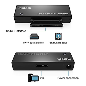 Inateck USB 3.0 to SATA III Hard Drive Adapter Converter for 2.5/3.5 Inch SSD and HDD, Power Adapter Included, UA1001