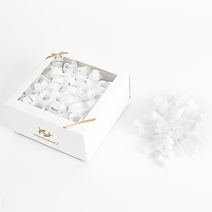 HUIHUANG White Bows for Gift Wrapping, White Curly Ribbon Bows Self Adhesive Burst Gift Bow for Christmas Presents, Wine Bottle, Treat Bags, Bridal Shower Wedding Party Favor - 6 Counts