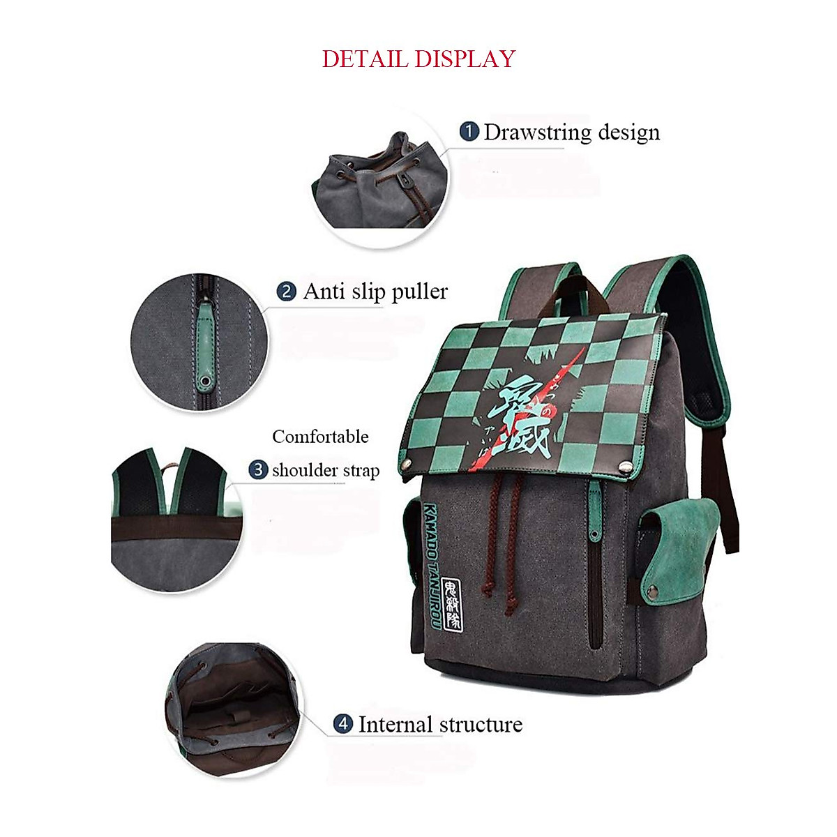 Afoxsos Japanese Anime Backpacks - Unisex Canvas Shoulders bag for school and office(10.6"x4.7"x16.5"Inh,Multicolors)