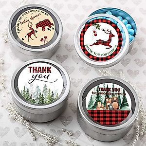 Hilgue Lumberjack Thank You Stickers, Lumberjack Plaid Thank You Stickers, Red Black Buffalo Plaid Christmas Baby Shower Favors Labels Party Decorations Supplies, 2 Inch (Pack of 80) (HL-RBQ-4)