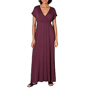 Amazon Essentials Women's Waisted Maxi Dress (Available in Plus Size), Burgundy, 3X