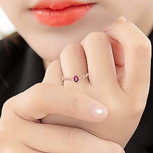 KnBoB Women Infinity Oval Shape 0.25ct Ruby Ring 18K Rose Gold Promise Wedding Engagement Bridal Anniversary Ring Size 6.5