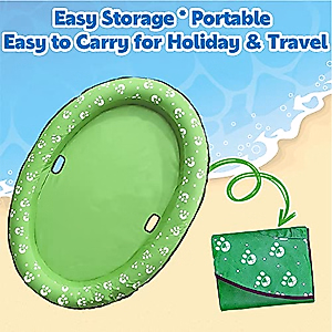 Ginkago Inflatable Pool Floats for Dogs Pet Swimming Pool Floating Row Bed Paddle Paws Floaties Doggy Puppy Pool Float for Summer Green