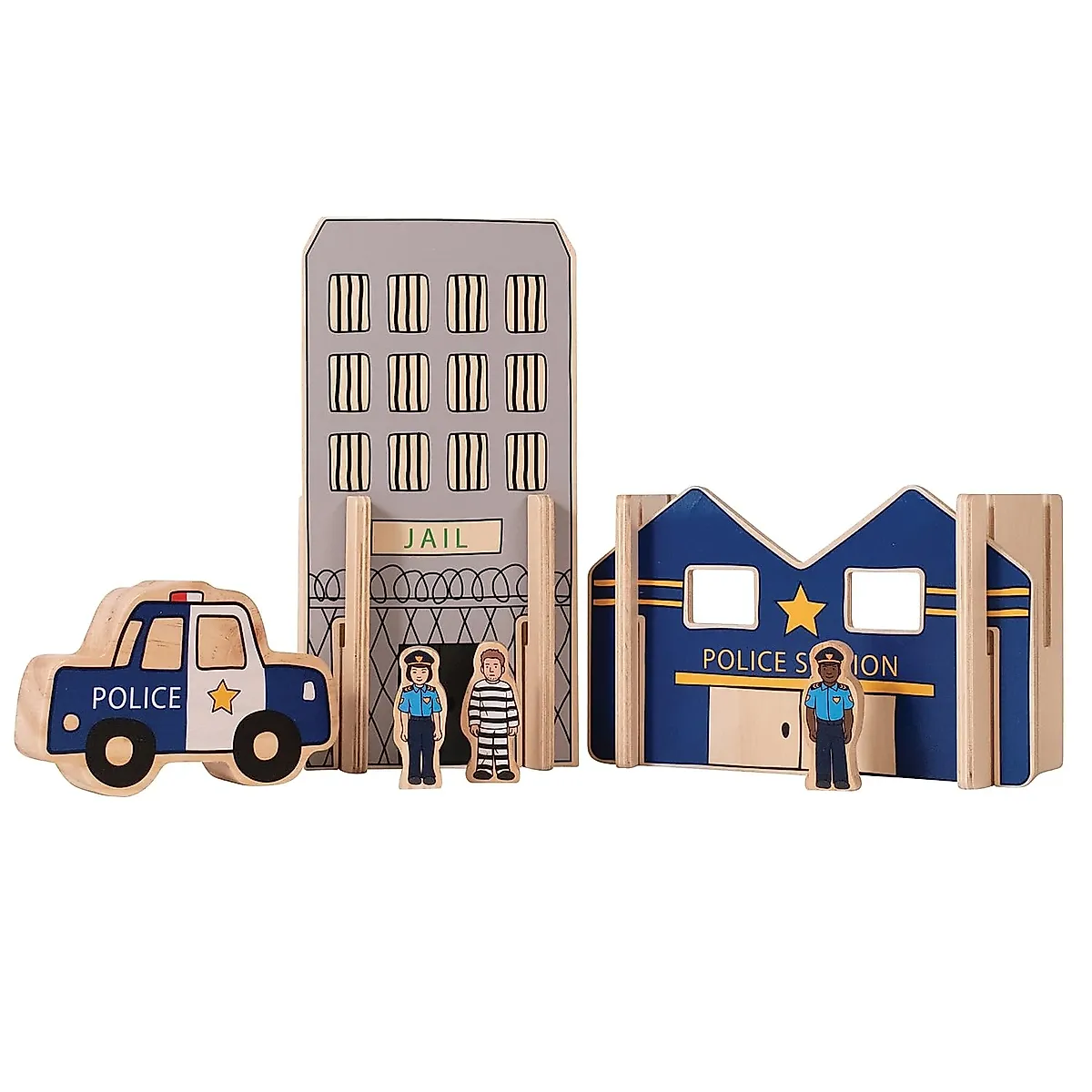 THE FRECKLED FROG Happy Architect - Emergency - Set of 20 - Ages 2+ - Wooden Blocks for Preschoolers and Elementary Aged Kids - Includes Workers, Vehicles and Buildings