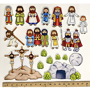 Easter Crucifixion Resurrection 19 pc Felt Figures Bible Felt/Flannel Board Story Set Plus Lesson Guide Coloring & Activity Pages Jesus Christ