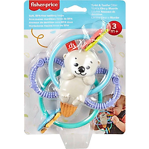 Fisher Price Baby Toys Twist & Teethe Otter 2-In-1 Rattle and Bpa-Free Teether with Textured Rings for Infant Fine Motor Play