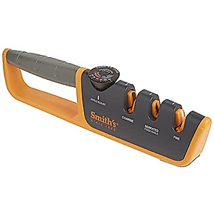 Smith's 50264 Adjustable Manual Knife Sharpener Grey/Yellow & CCKS 2-Step Knife Sharpener