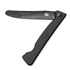 ODENWOLF Paring Knife - 4 Inch Serrated Utility Knife - Folding Chef Knife - Kitchen Knife - Alloy Steel & Stainless Steel - Ideal for Outdoor Use, Camping, Hiking, Fishing
