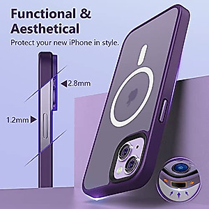 YLLZI [2 in 1 Magnetic Case with Charger Designed for iPhone 14, Compatible with MagSafe, Military-Grade Drop Protection, Slim Phone Case for 14-6.1 inch, Deep Purple