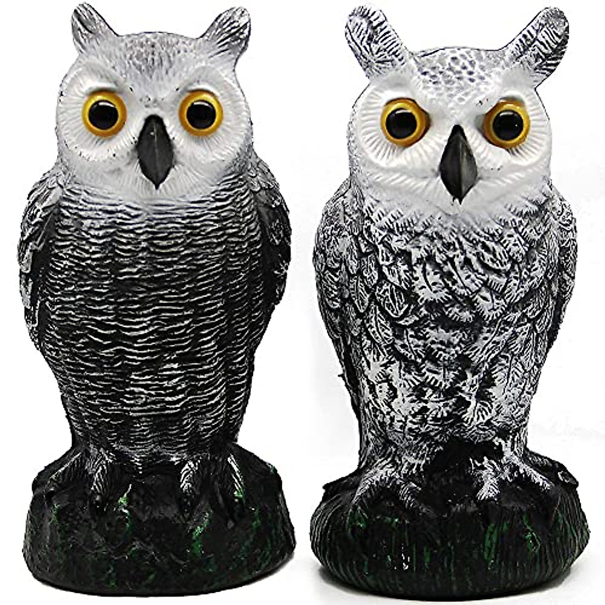 Hausse 4 Pack Fake Horned Owl Bird Scarecrow Decoy, Plastic Owl Bird Deterrents, Halloween Outdoor Decoration, Nature Enemy Pest Repellent for Outdoor Garden Yard