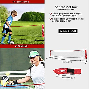 VIVOHOME Portable 14ft Height Adjustable Outdoor Badminton Net Set with Stand and Carry Bag for Kid's Volleyball Soccer Tennis Pickleball Red