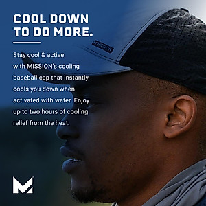 MISSION Cooling Apex Hat, Bering Sea/White - Unisex Baseball Cap for Men & Women - Lightweight & Adjustable - Cools Up to 2 Hours - UPF 50 Sun Protection - Machine Washable