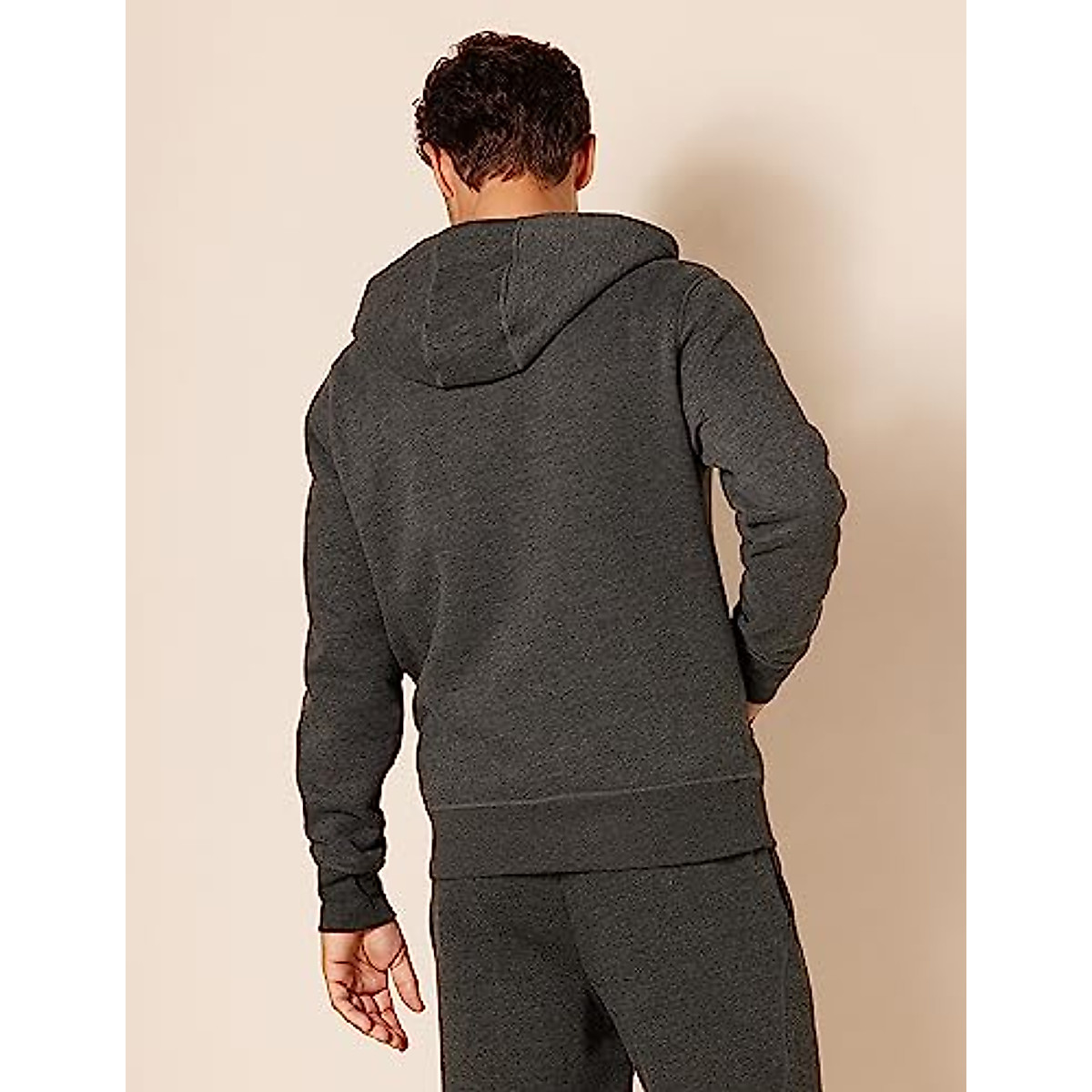 Amazon Essentials Men's Full-Zip Fleece Hoodie (Available in Big & Tall), Charcoal Heather, Large