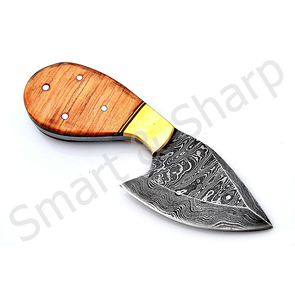 Smart & Sharp Custom Handmade Damascus Steel Hunting Knife/Skinning Knife AA-17274 (Natural Kow Wood)
