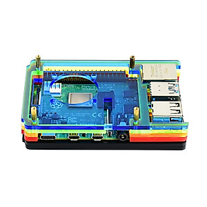 Compatible with Raspberry Pi 4 Case,Colorful Rainbow Acrylic Case with Cooling Fan, 3 PCS Heatsinks for Raspberry Pi 4 Model B