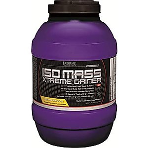 Ultimate Nutrition ISO Mass Xtreme Gainer, Isolate Protein Powder with Creatine - Weight Gain Serious Lean Muscle Mass with 60 Grams of Protein, Banana, 30 Servings