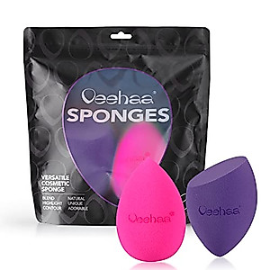 Veehaa 2PCS Makeup Sponge Set, Latex Free Makeup Blender for foundation, Makeup Sponges egg shaped, Makeup Sponges for all areas
