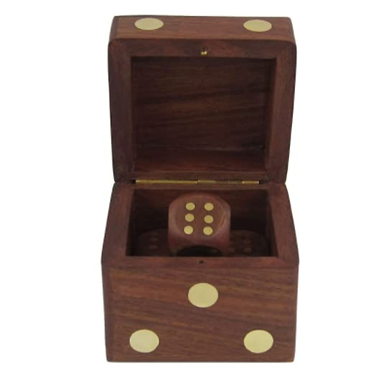 KAM Home Wooden Game Dice Box with Five Dice Gifts for Christmas