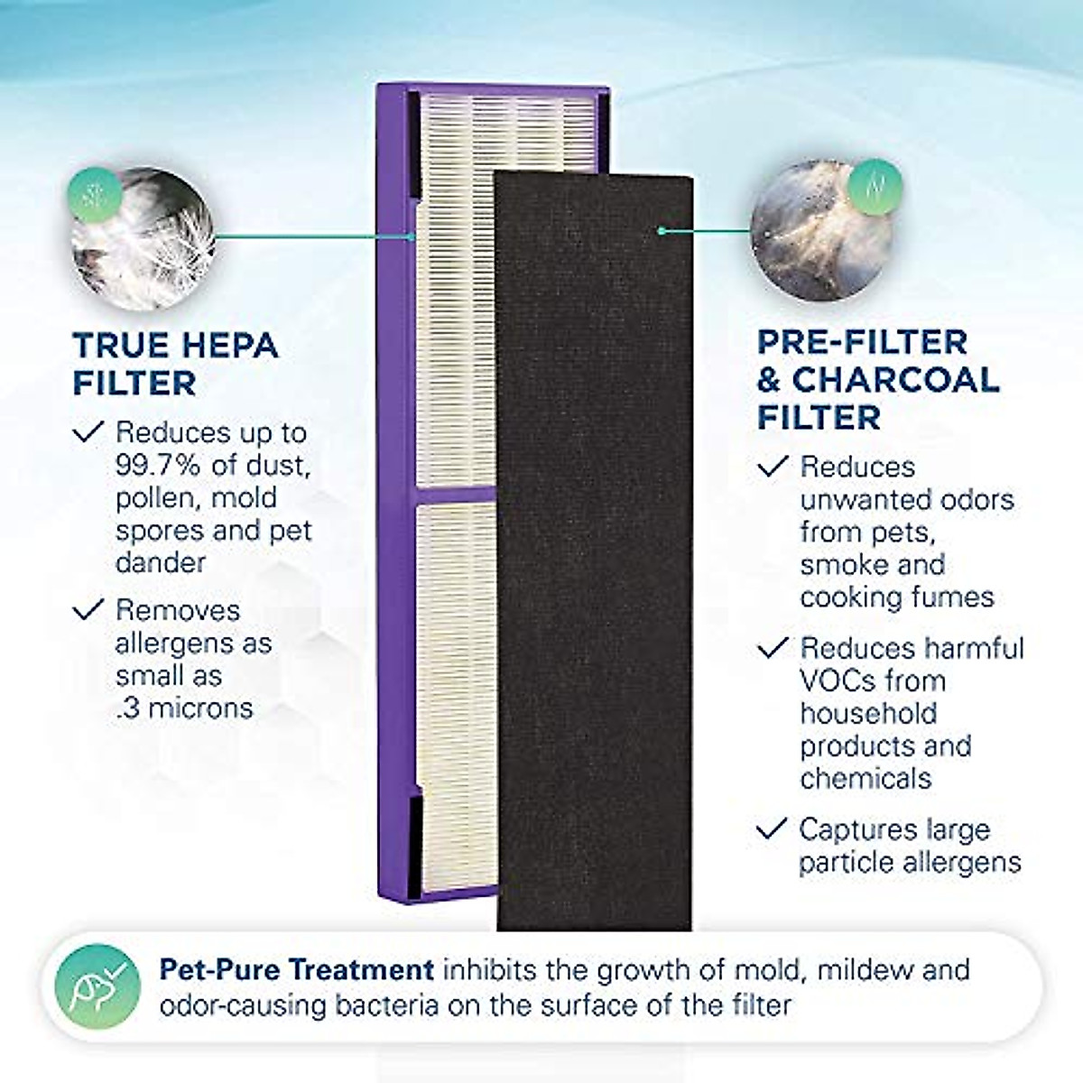 Germ Guardian True HEPA Filter Air Purifier, UV Light Sanitizer, Eliminates Germs, Air Purifier for Home AC4300BPTCA with FLT4850PT True HEPA Genuine Air Purifier Replacement Filter