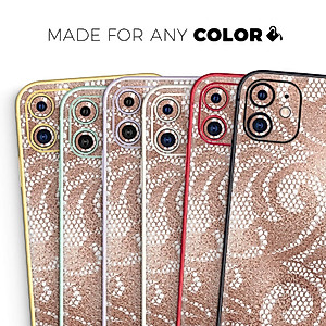Design Skinz Rose Gold Lace Pattern 14 - DesignSkinz Protective Vinyl Decal Wrap Skin Cover Compatible with The Apple iPhone 12 Pro (Full-Body, Screen Trim & Back Glass Skin)