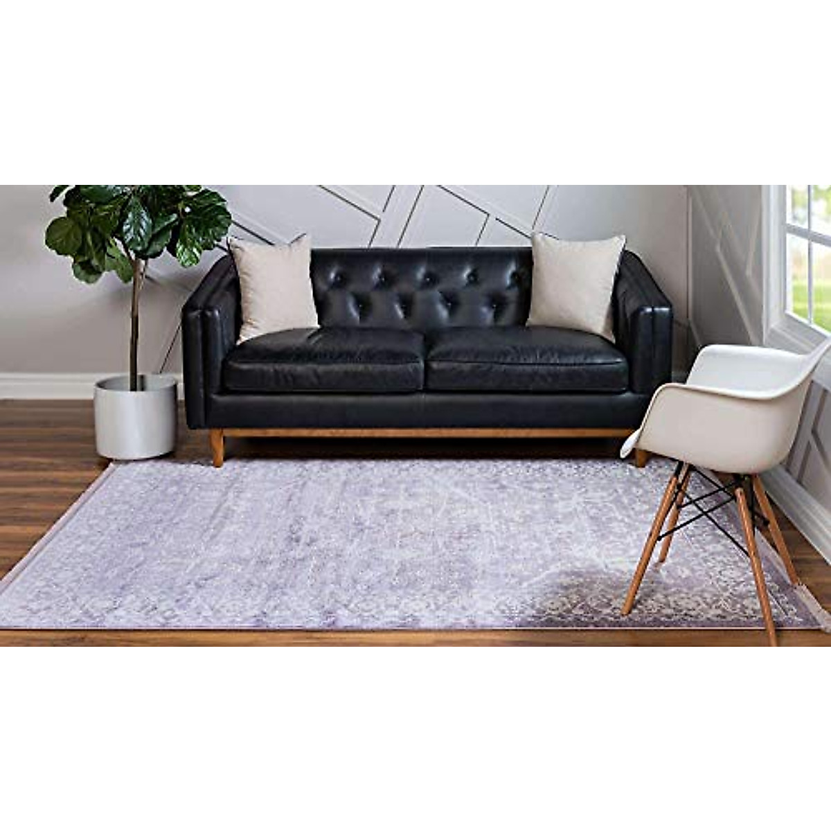 Unique Loom Traditional Classic Intricate Design Distressed Vintage Detail, Area Rug, 4 ft x 6 ft, Purple/Ivory