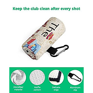 Laundry Room Golf Towel 24"x16", Absorbent Microfiber Towels Golf Accessories, Retro Yellow Washing Machine Clothes Golf Towels for Golf Bags with Clip Funny Golf Towel Gifts for Man Women