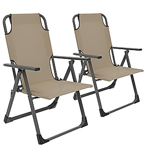 UDPATIO Outdoor Dining Chairs Set of 2 Support 300LB (Beige)