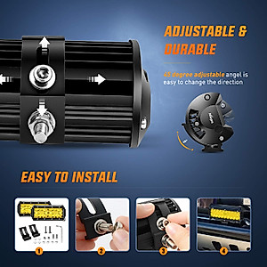 Nilight LED Pods 2Pcs 6.5 Inch 120W Yellow Flood Spot Combo Triple Row Driving Lamp Roof Bumper Off Road LED Work Lights Bar for Van Camper Wagon Car Pickup Golf Cart ATV UTV SUV Truck Boat 4x4