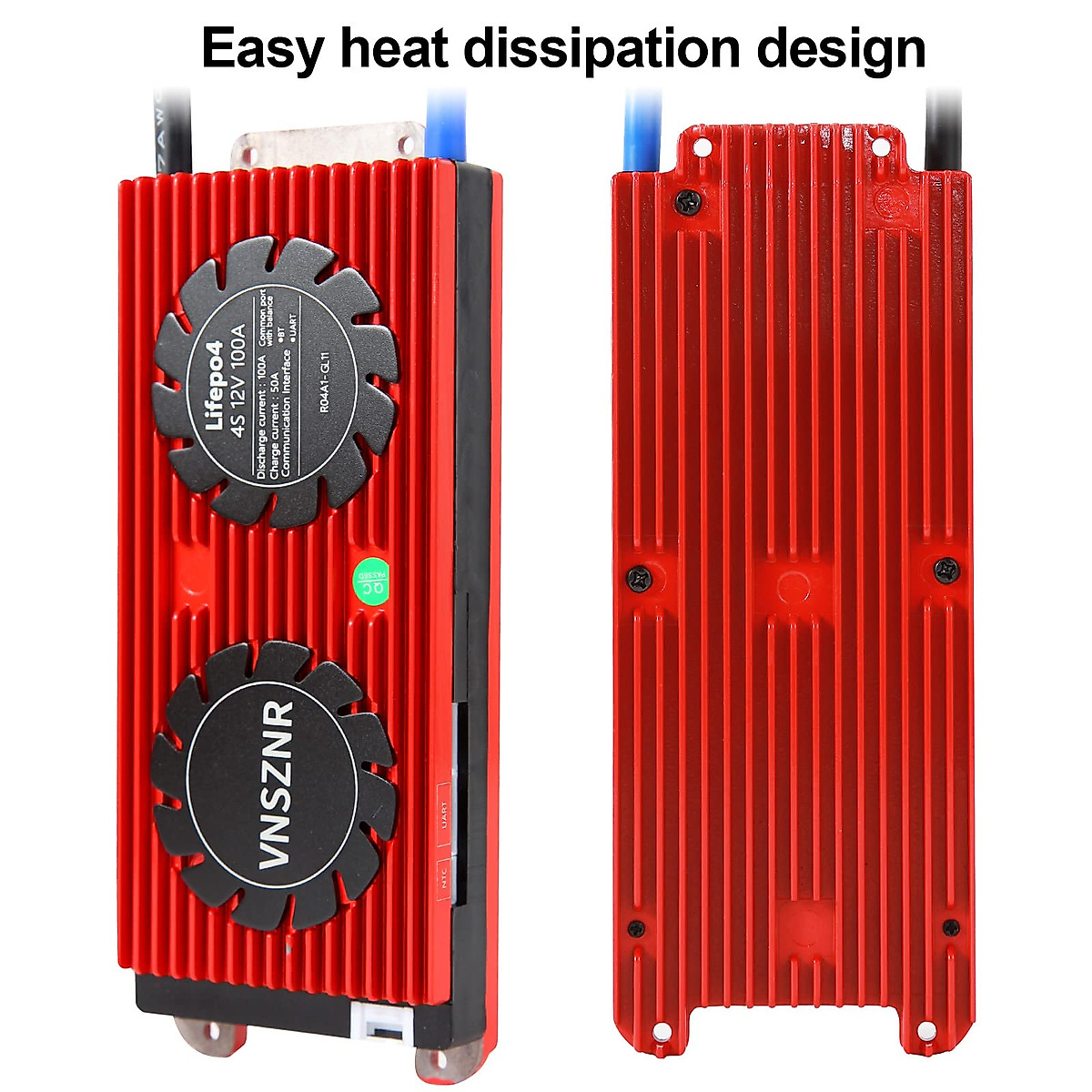 VNSZNR LiFePO4 BMS 4S 12V 100A Lithium Iron Phosphate Battery Management System PCB Protection Board with Balance Leads Wires for LiFePO4 3.2V Cells Battery Pack