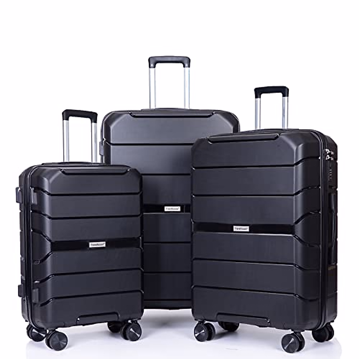 Travelhouse Luggage Sets, Lightweigh Hardside Suitcases with Double Spinner Wheels,TSA Lock, 3 Piece Set 20"/24"/28" (Black-31)