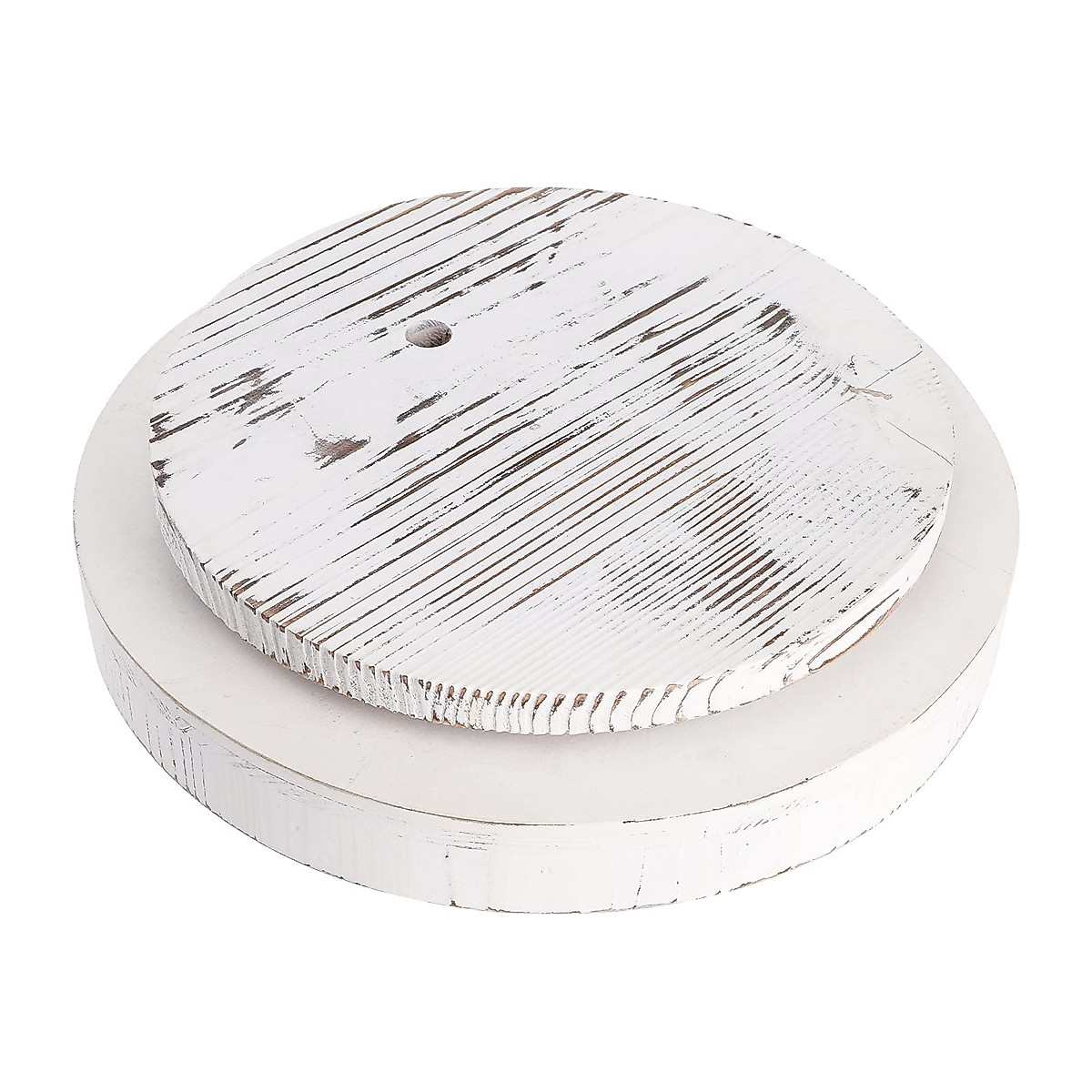 TOPZEA 12 Inch Lazy Susan Turntable Wood, Rotating Rustic Farmhouse Turntable Tray, Round Spanning Display Serving Tray Spice Rack Cabinet Organizer Dining Table Centerpiece for Snacks, Spices, Wine