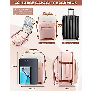 LOVEVOOK Large Travel Backpack for Women & Men, 40L Carry on Backpack for Airplanes, TSA Personal Item Travel Bag fits 17" Laptop, Waterproof Travel Essentials Airline Approved with 3 Packing Cubes