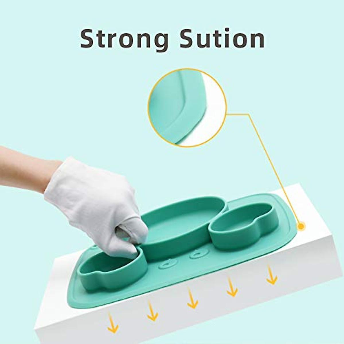 Baby Suction Plates, Non-Slip Feeding Placemat for Babies Infants Toddlers Kids Dishes, Stick to High Chair Trays and Table,Microwave Dishwasher Safe (Cute Crab, Baby Green)
